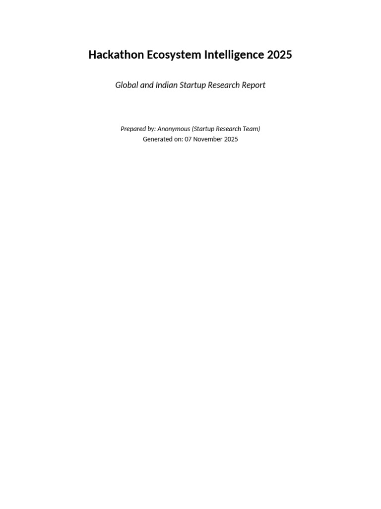 Hackathon Part1 Startup Report | PDF | Mentorship | Startup Company