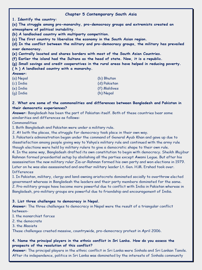 CH 3 Worksheet South Asia | PDF | South Asia | Pakistan