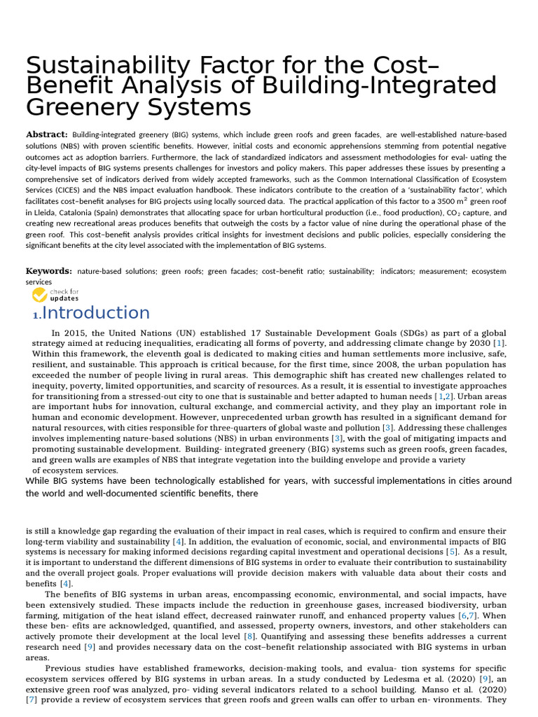 Sustainability Factor For The Cost | PDF | Sustainability | Natural ...