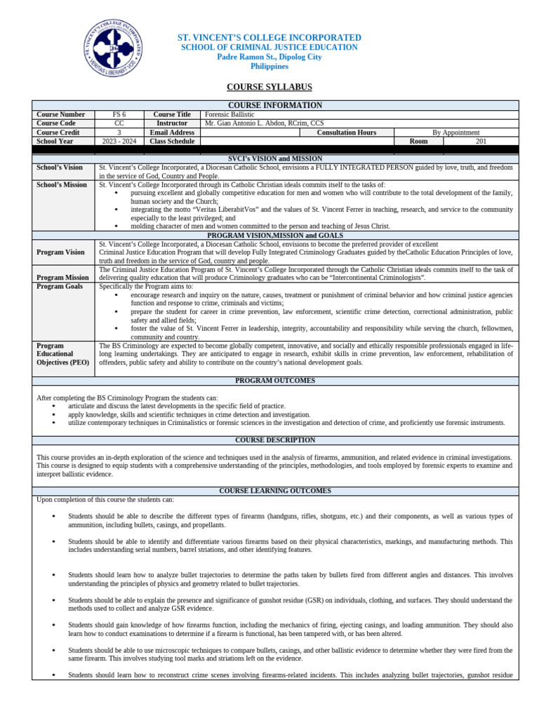 FS 6 Syllabus | PDF | Crimes | Crime & Violence