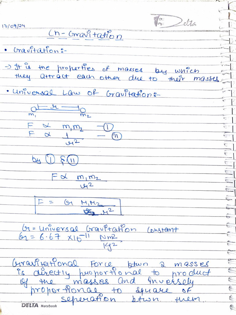 Class 11 Gravitation Notes Part 1 | PDF