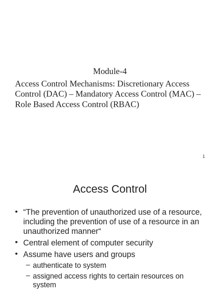 Module 4 Access Control Mechanisms | PDF | Computer Access Control | Radius