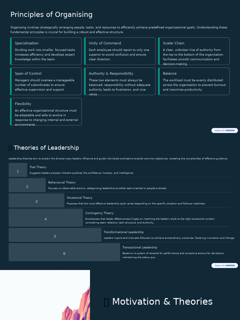 Principles of Organising | PDF | Leadership | Motivational