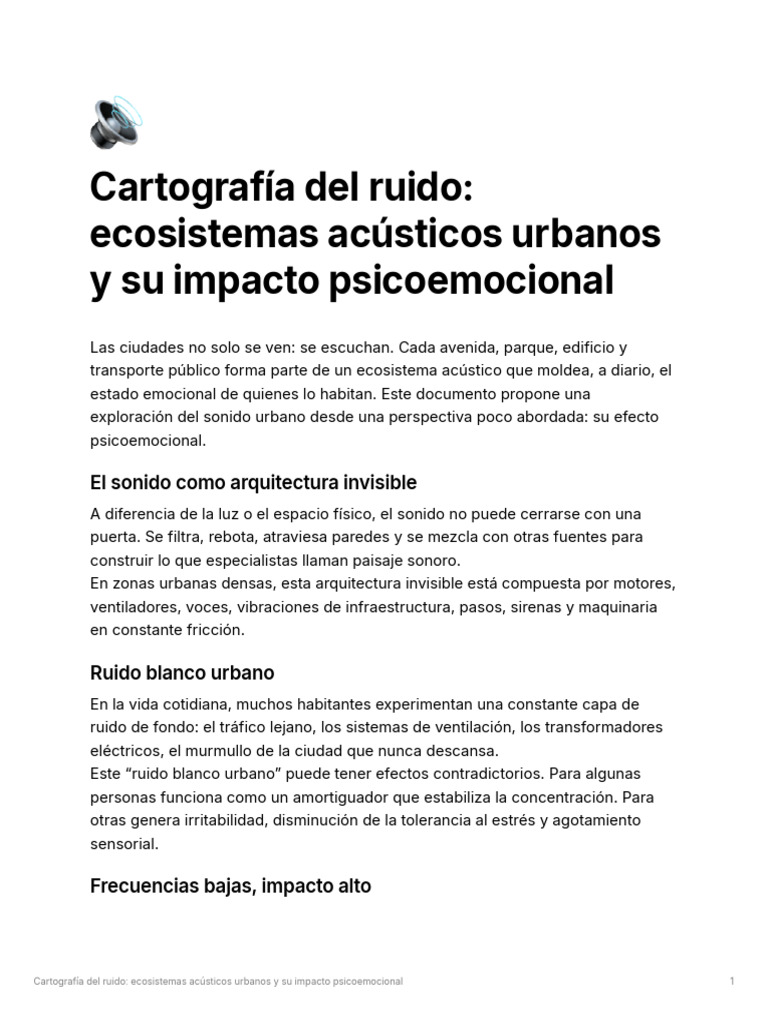 Cartografa Del Ruido Ecosistemas Acsticos Urbanos y Su Impacto ...