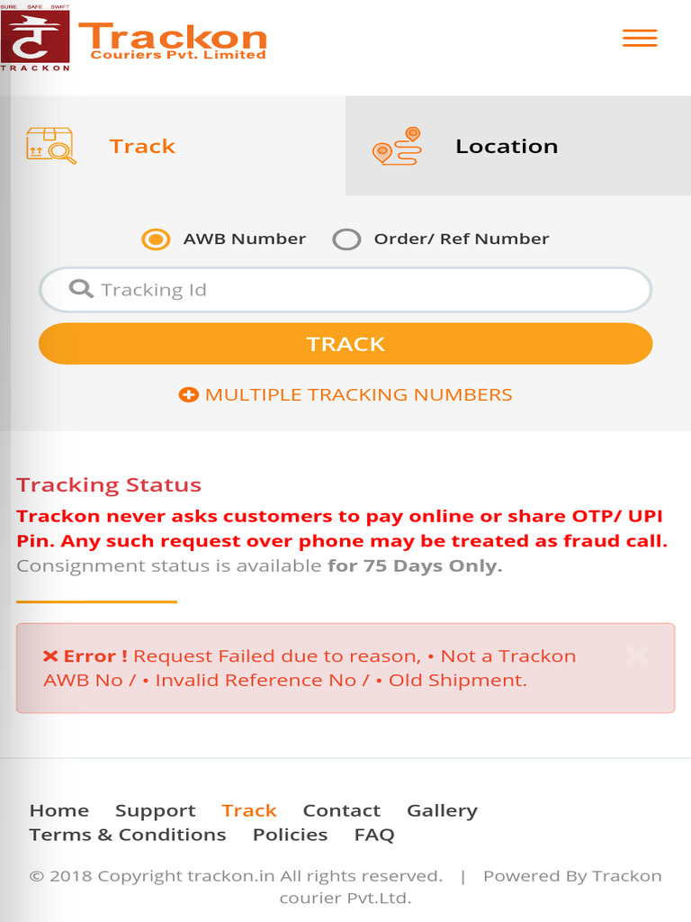 Trackon Multiple Tracking Numbers Guide | PDF