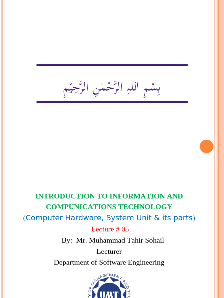 5 Lec 05 Computer Hardware, System Unit Its Parts. | PDF | Random Access Memory | Cpu Cache