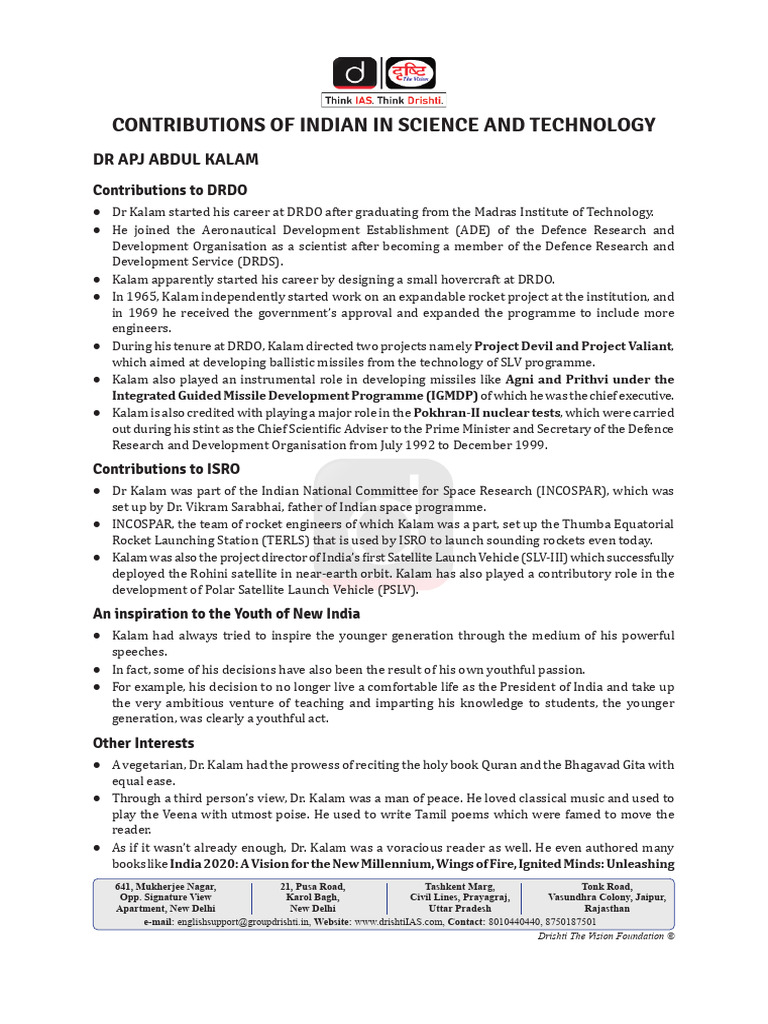 Contributions of Indian in Sicence & Technology | PDF | Light | Scattering