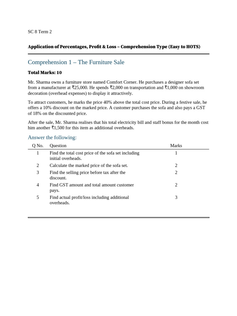Profit & Loss Calculations Guide | PDF | Value Added Tax | Prices