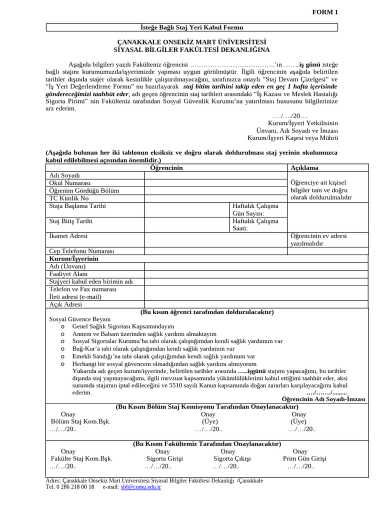 1206 Staj Evraklari 2023 | PDF