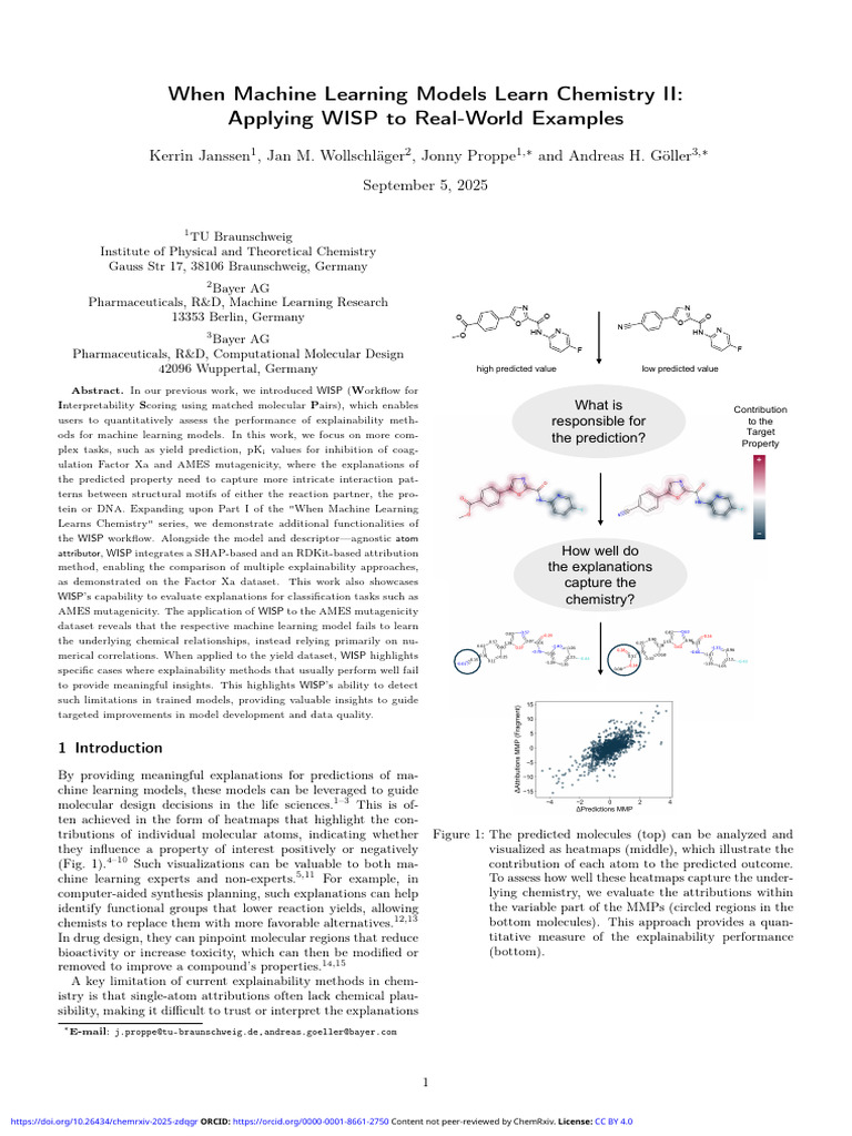When Machine Learning Models Learn Chemistry II Applying Wisp to Real ...