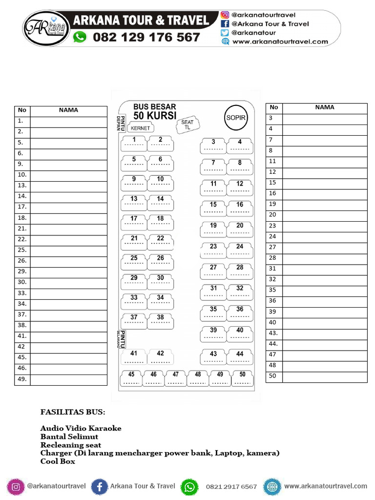 50-Seat Bus Facilities Overview | PDF