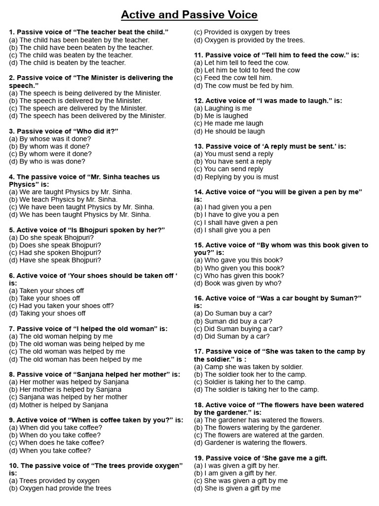 Active and Passive Voice Examples | PDF