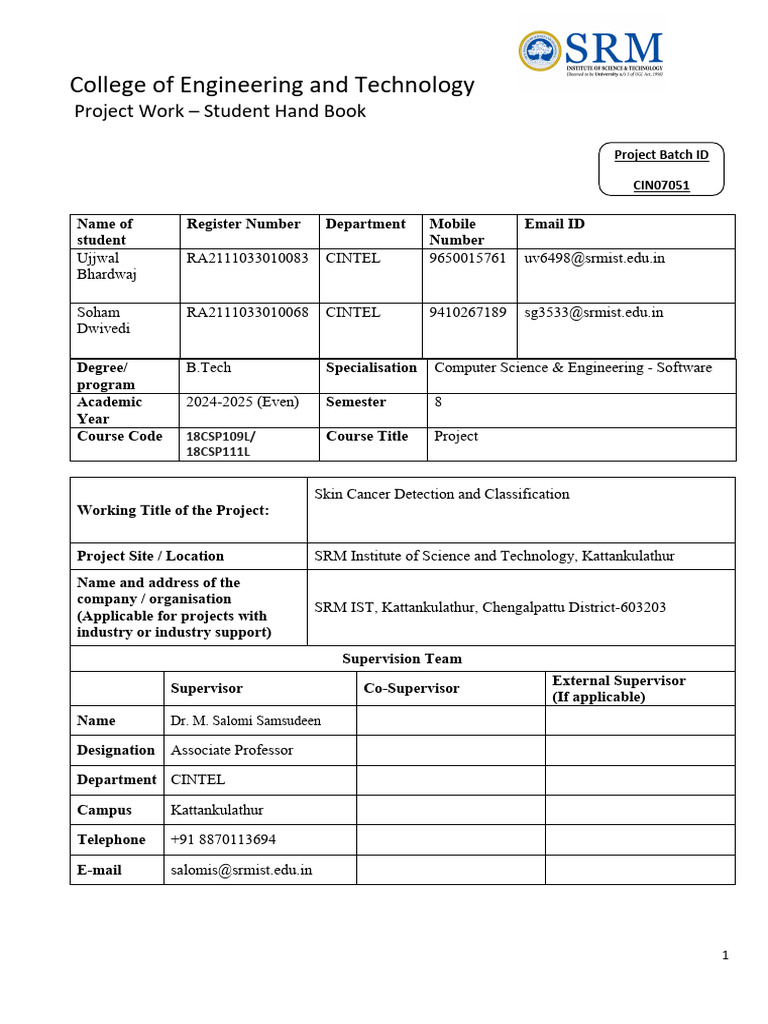 Projecthandbook - Final Major Project | PDF | Accuracy And Precision ...