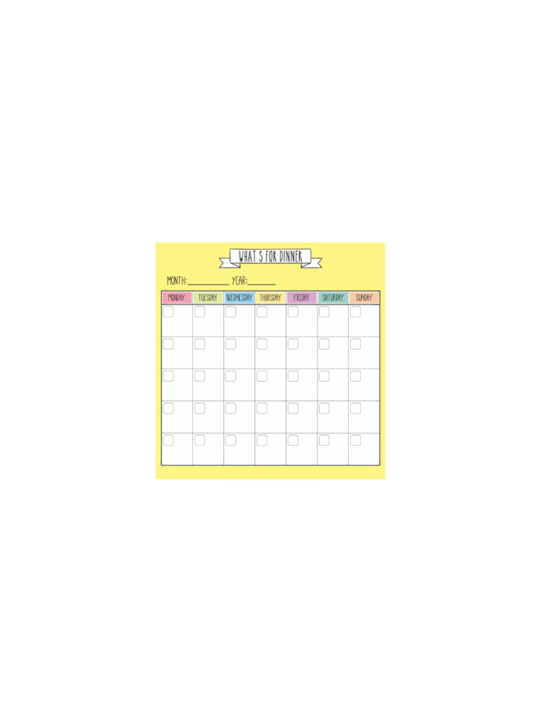 Free Printable Monthly Menu Planner Template 100543 | PDF