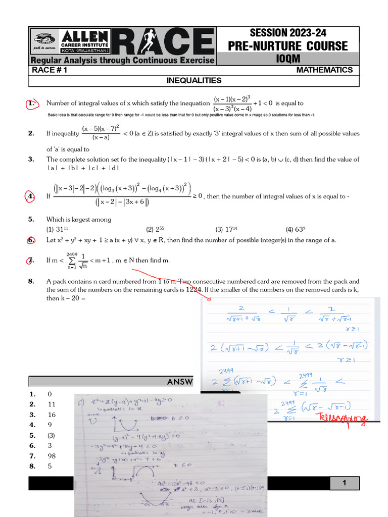 1 Inequality | PDF | Functions And Mappings | Mathematical Analysis