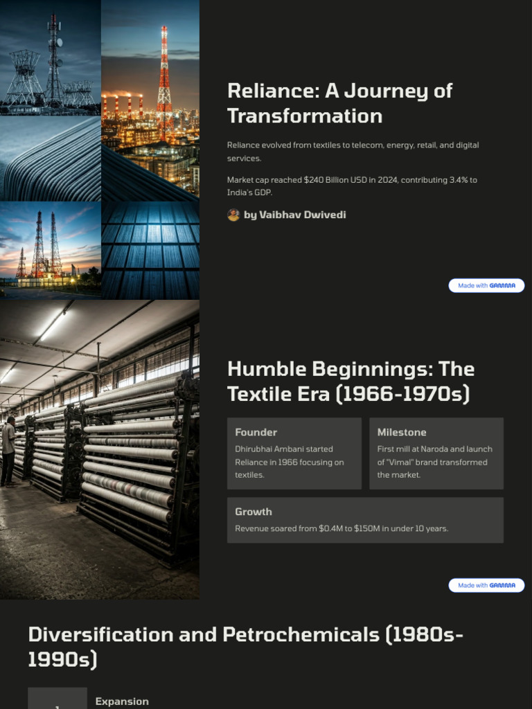 Reliance a Journey of Transformation | PDF | Economies