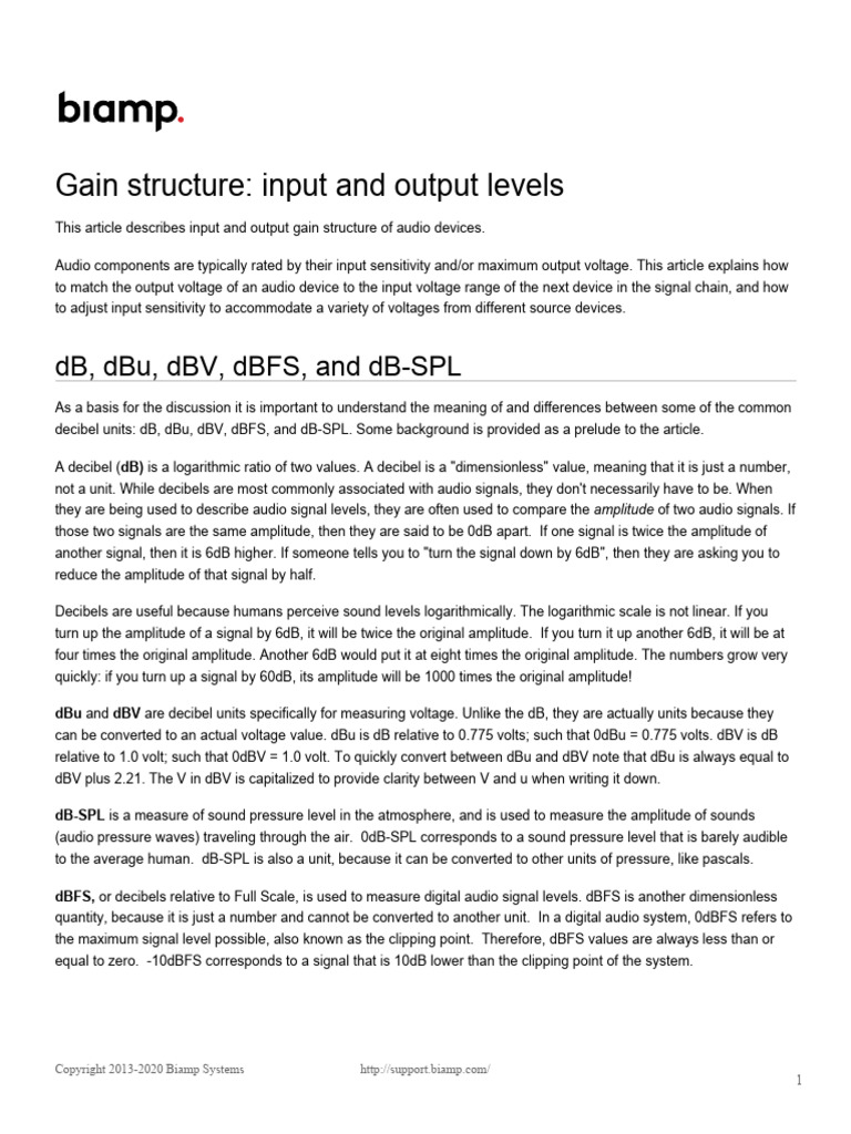 Gain Structure - Input and Output Levels | PDF | Decibel | Amplifier