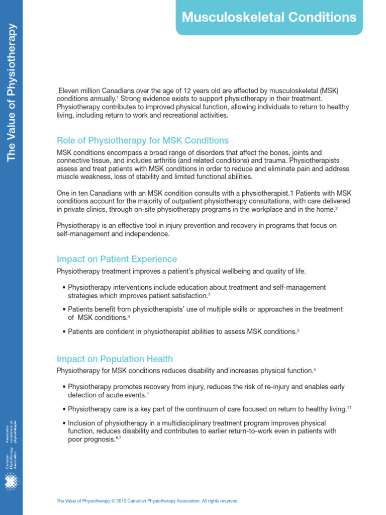 Cpa Valuept Musculoskeletal-En | PDF | Physical Therapy | Health Care