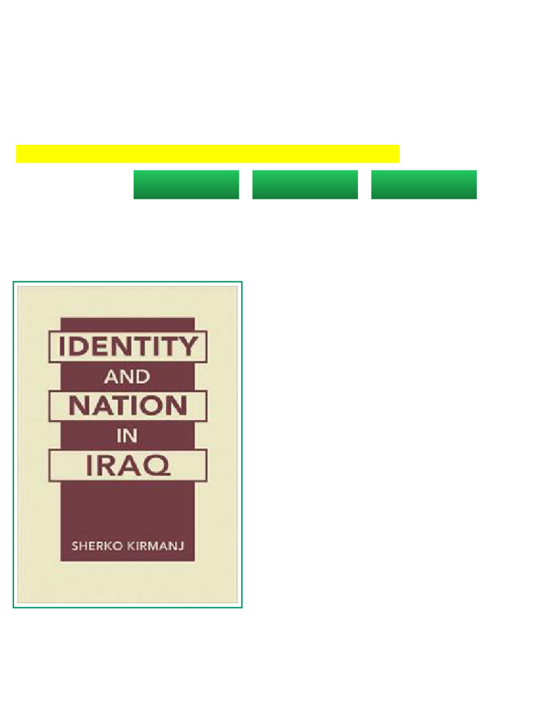 Identity and Nation in Iraq 1st Edition Sherko Kirmanj available all ...