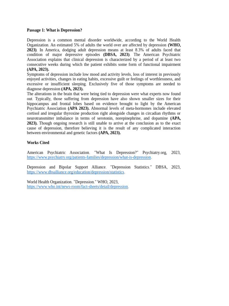 Homework Week3 | PDF | Major Depressive Disorder | Mental Disorder