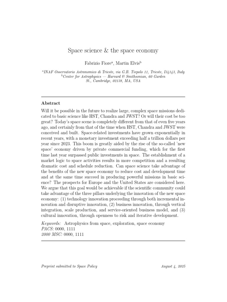 Space Science & The Space Economy | PDF | Nasa | Moon
