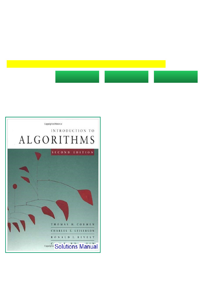 Introduction To Algorithms 2nd Edition Cormen Solutions Manual latest ...