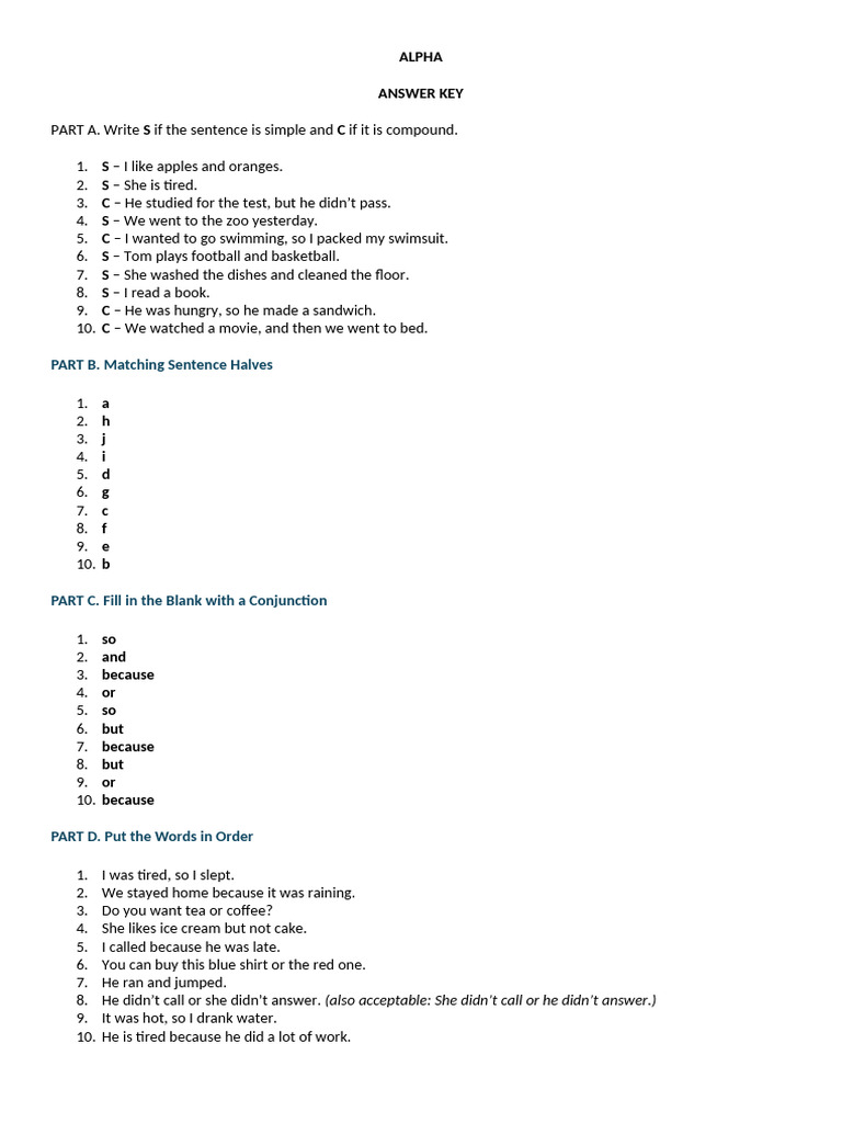Simple and Compound Sentences Answer Key | PDF | Chess Theory | Chess