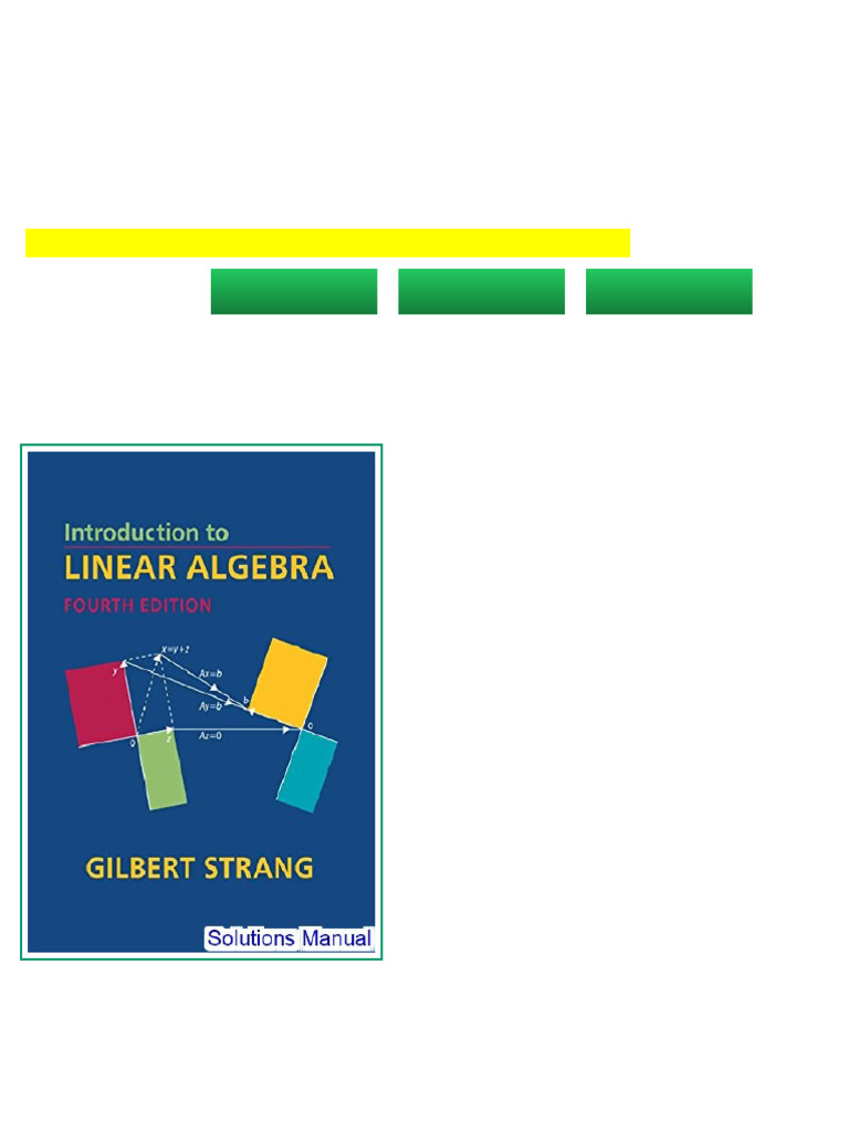 Introduction To Linear Algebra 4th Edition Strang Solutions Manual ...