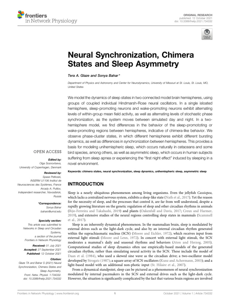 fnetp-01-734332 | PDF | Neural Oscillation | Sleep