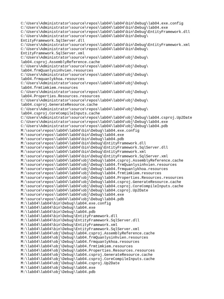 Lab04 Csproj FileListAbsolute | PDF | Computing | Computer Programming