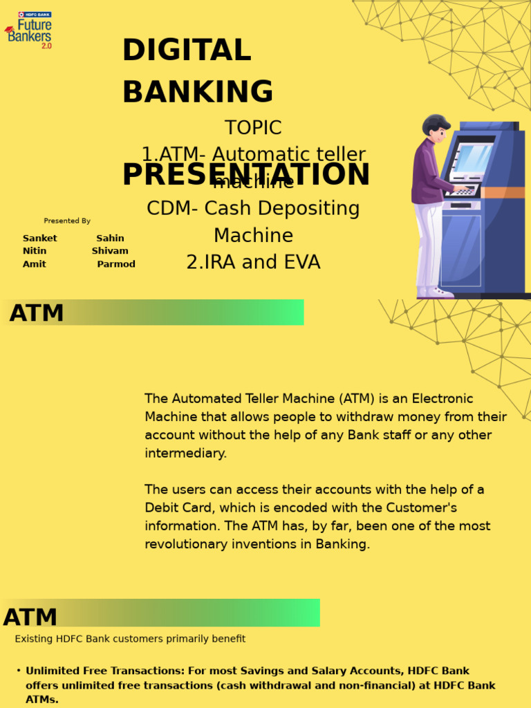 HDFC Bank ATM and Digital Banking Overview | PDF | Banks | Computing
