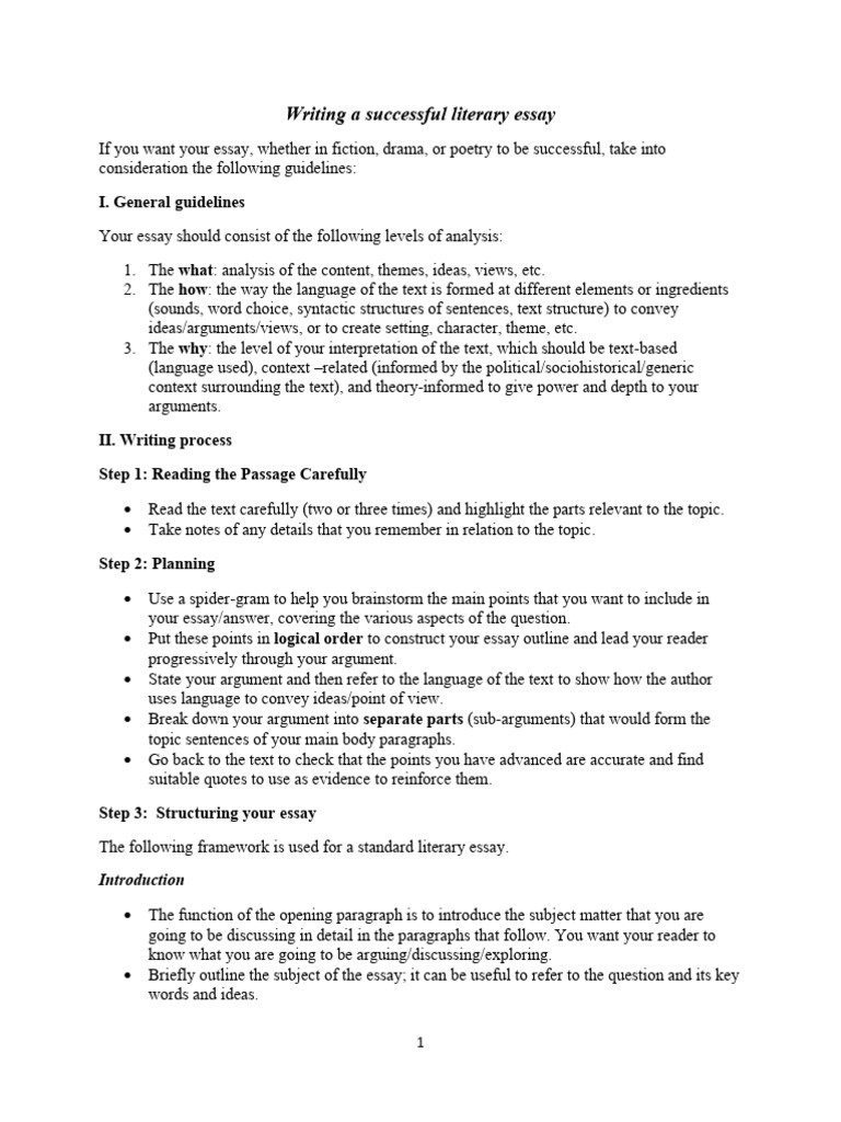 Guide to Writing a Literary Essay | PDF | Essays | Argument