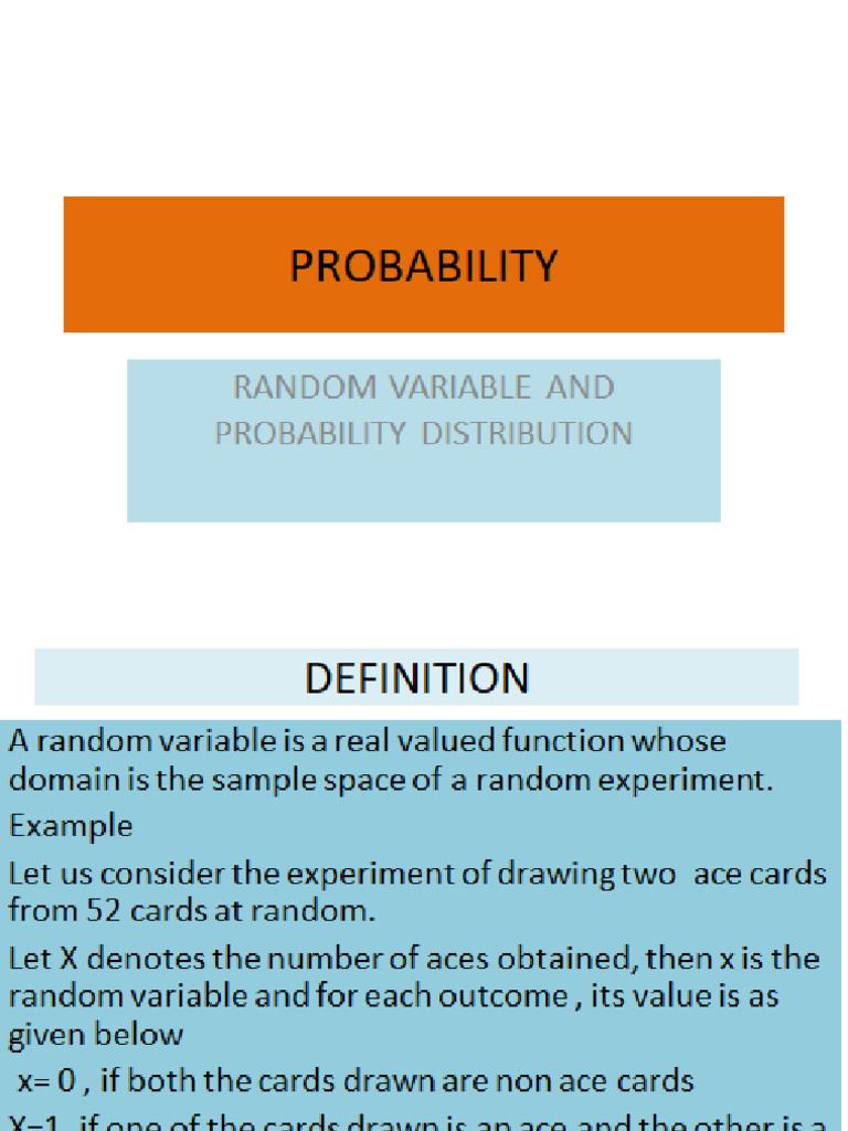 Probability (Random Variable and Peobability Distribution) | PDF