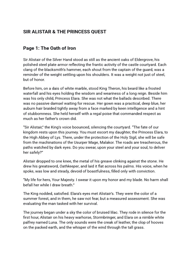 Sir Alistar & The Princess Quest | PDF | Dragon