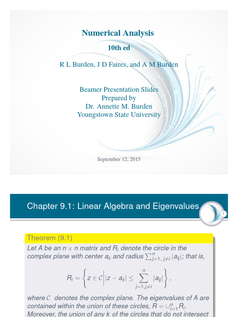CH09 Slides For Numerical Analysis Lectures | PDF | Eigenvalues And Eigenvectors | Matrix ...