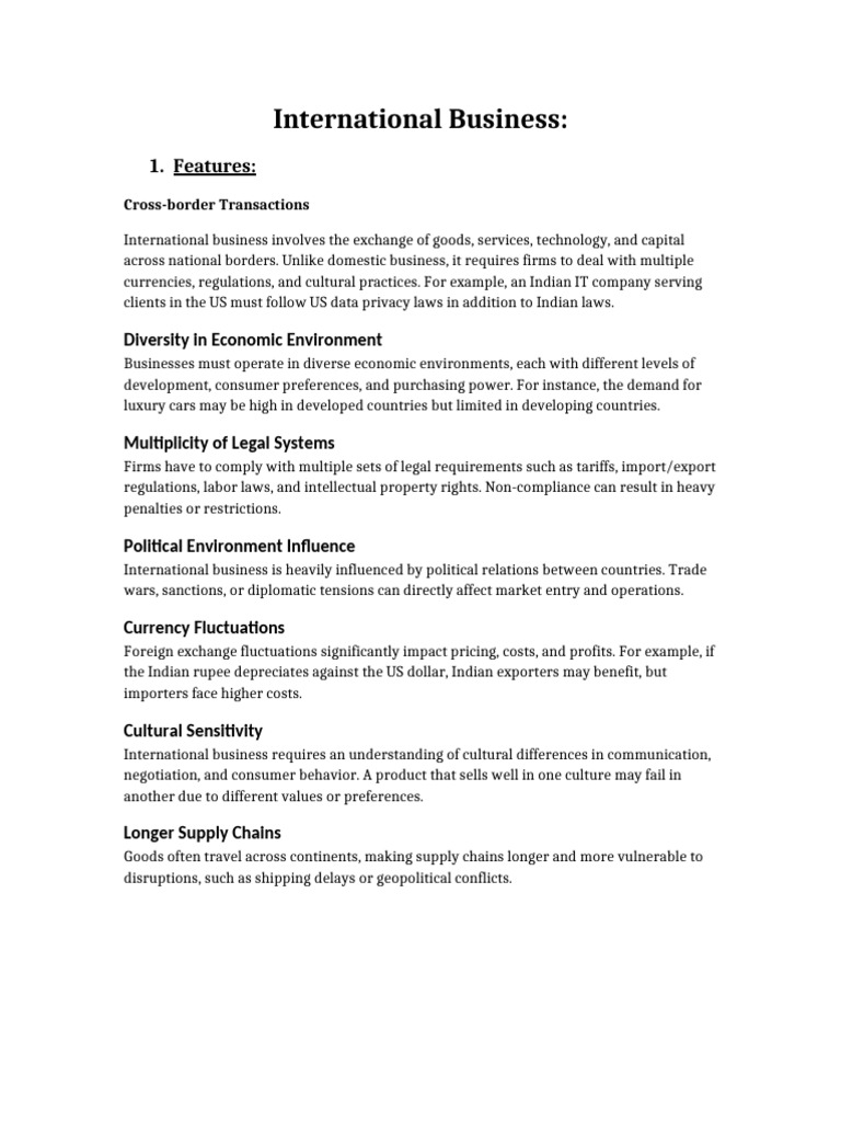 Key Aspects of International Business | PDF | Market (Economics) | Trade
