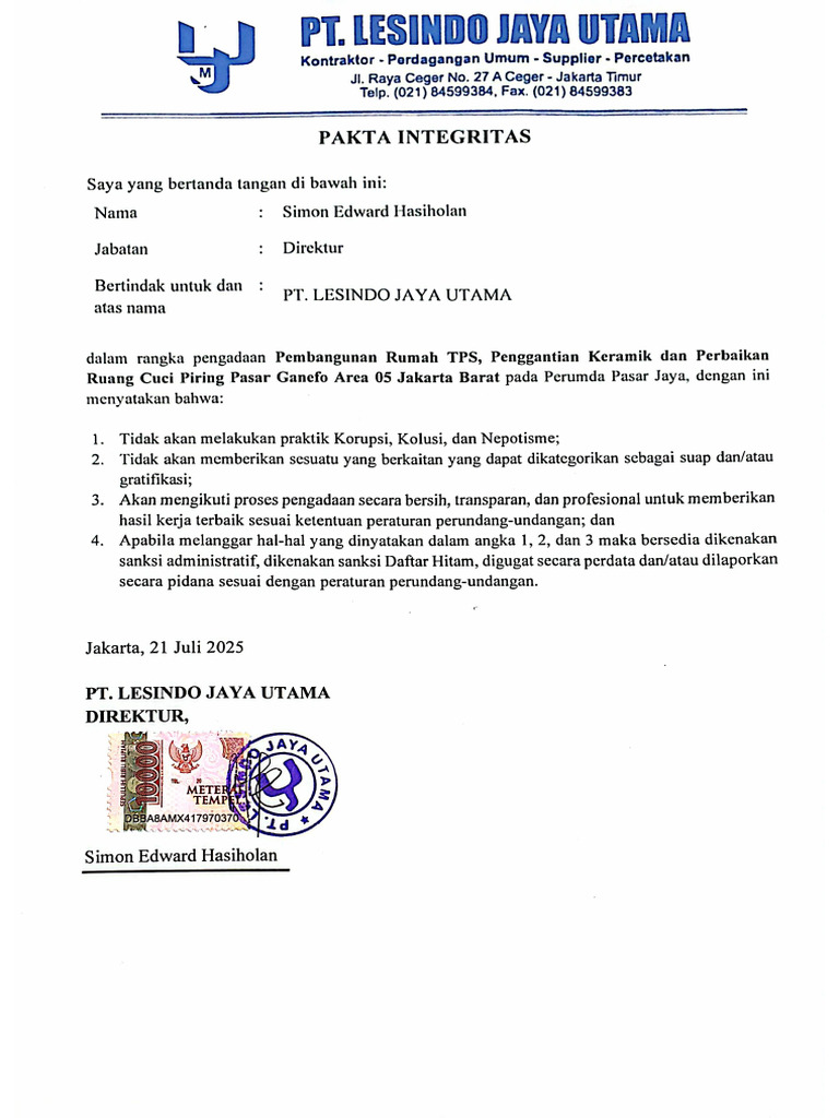 Form Isian Pasar Ganefo Cuci Piring | PDF