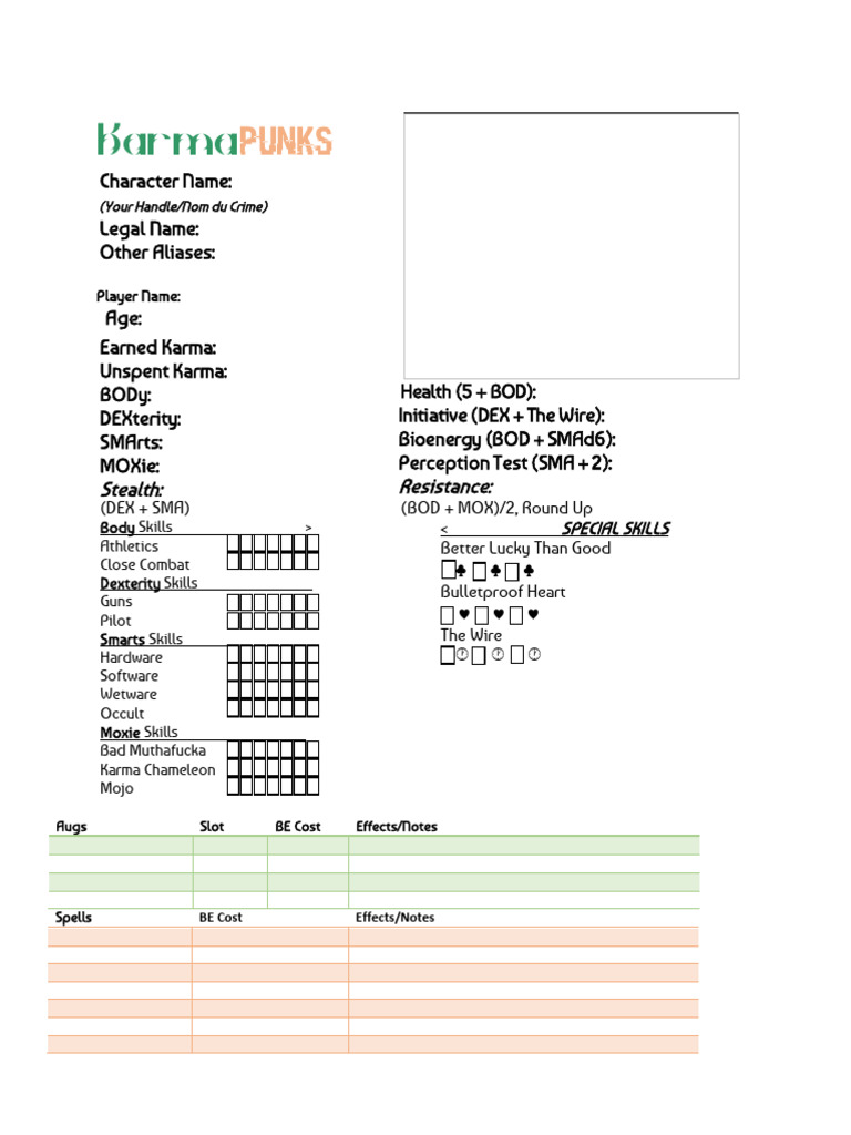 Character Sheet Fillable v0.9 | PDF