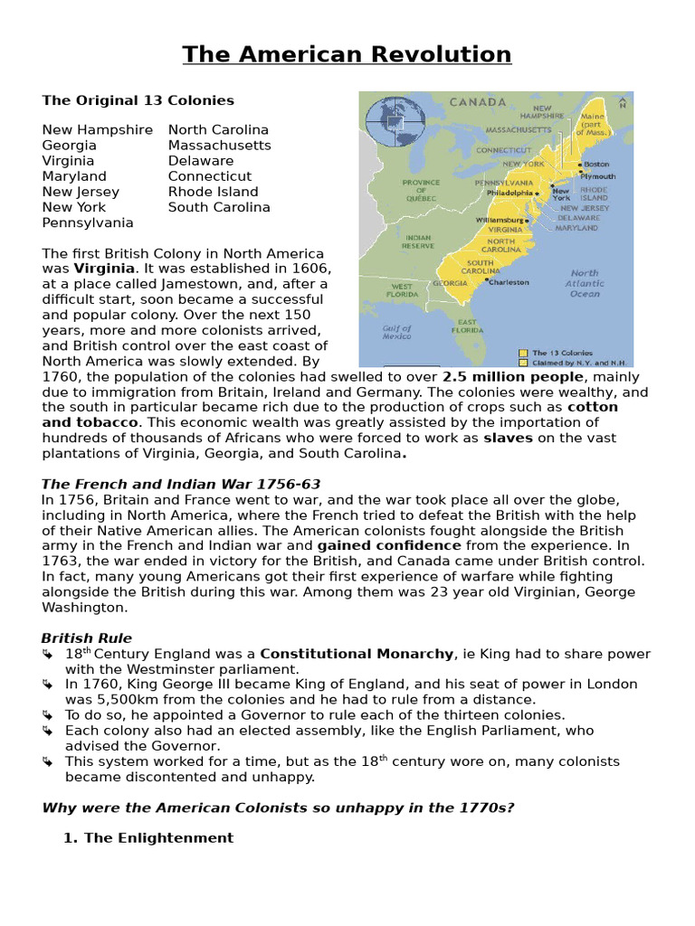 Causes of the American Revolution | PDF | Thirteen Colonies | British ...