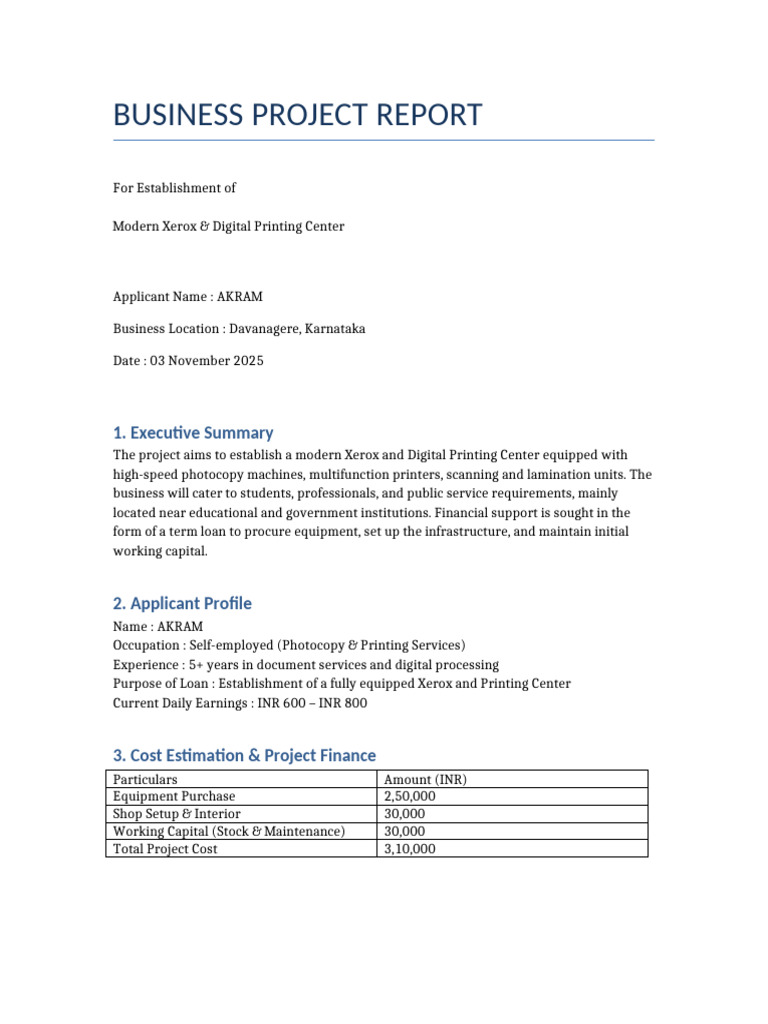 Xerox Shop Project Report New Format | PDF | Loans | Photocopier