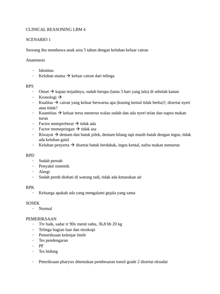 Clinical Reasoning Lbm 4 | PDF