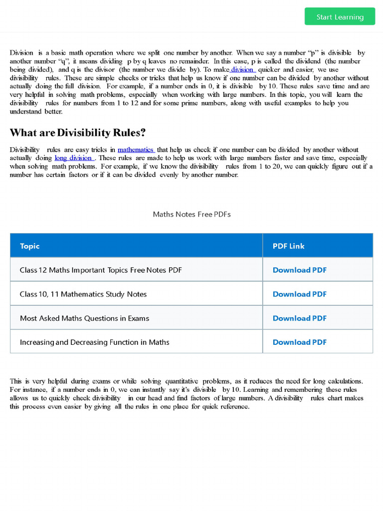 Divisibility Rules From 1 To 13, 17 & 23 With Easy Examples | PDF