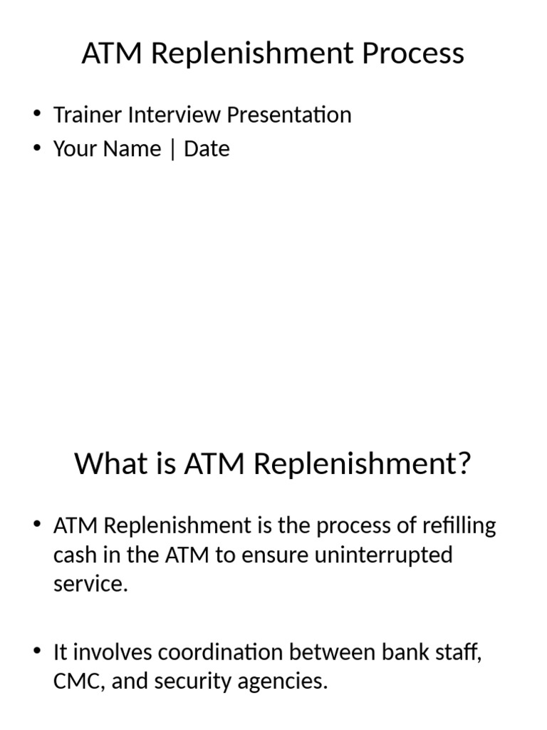 ATM Replenishment Process Overview | PDF