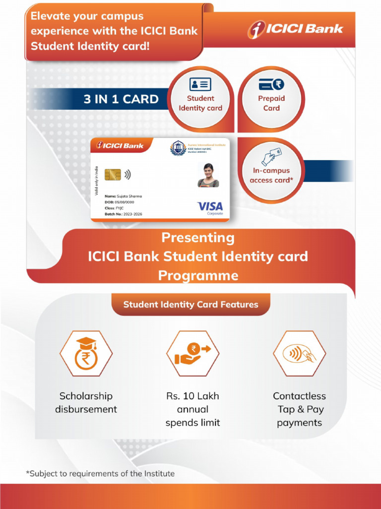 ICICI Bank Student Identity Card - Leaflet | PDF
