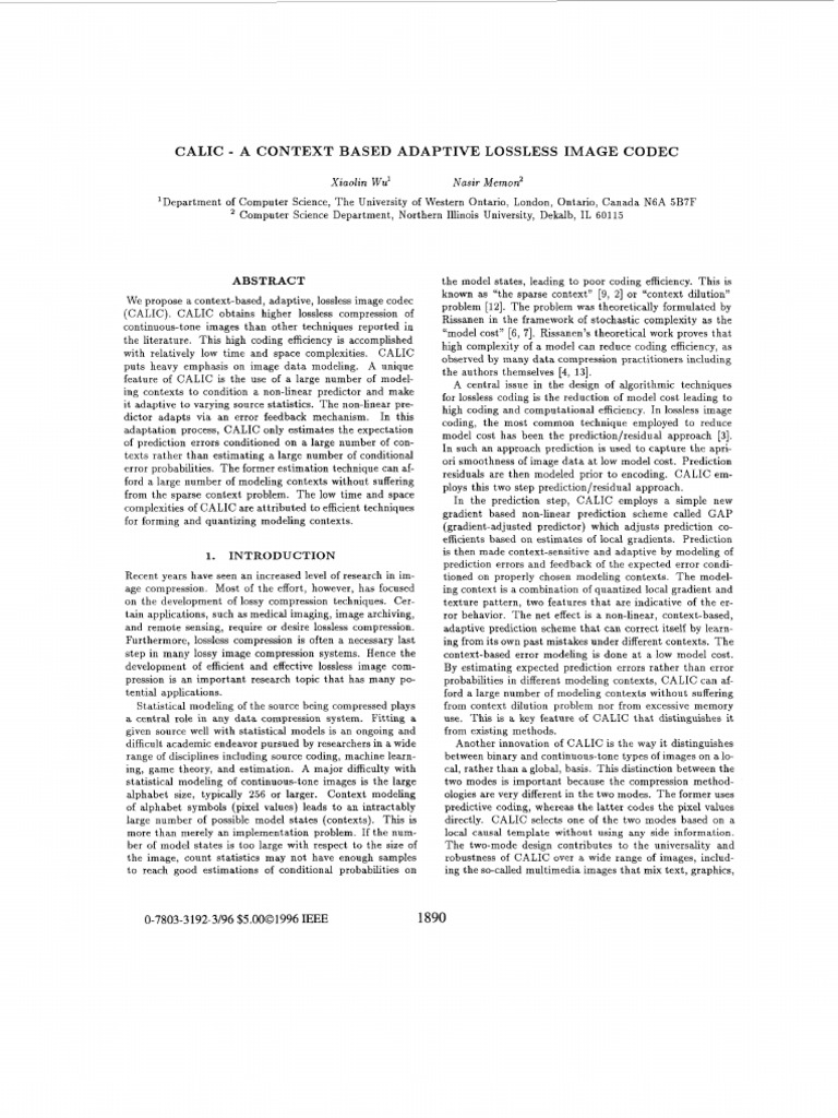 Calic | PDF | Data Compression | Errors And Residuals