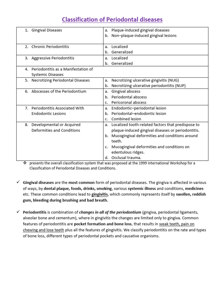 Classification of Periodontal Diseases | PDF | Periodontology ...