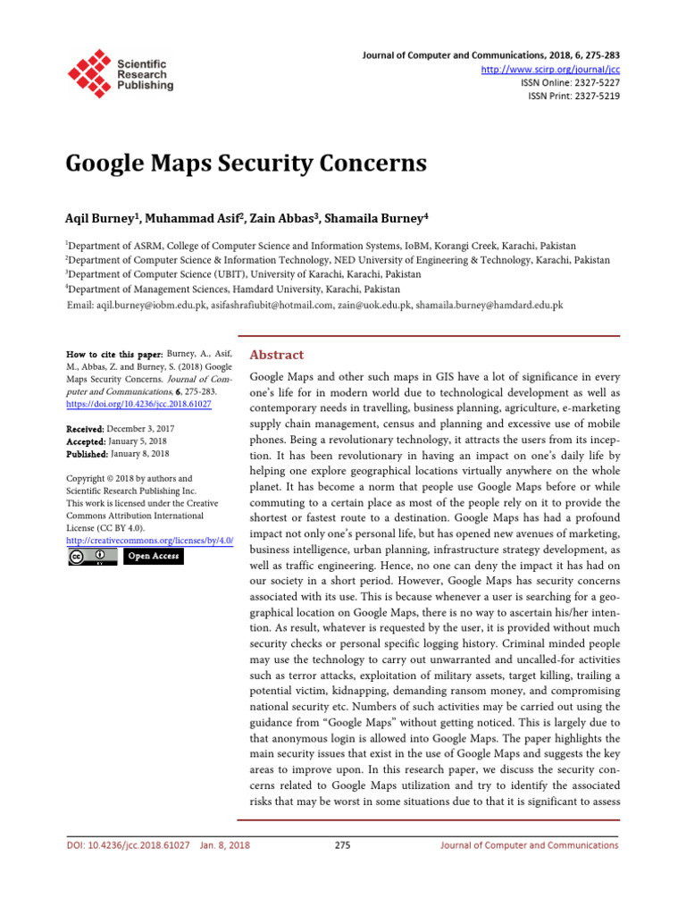 Aqil Burney - Google Maps Security Concerns [2018] | PDF | User ...