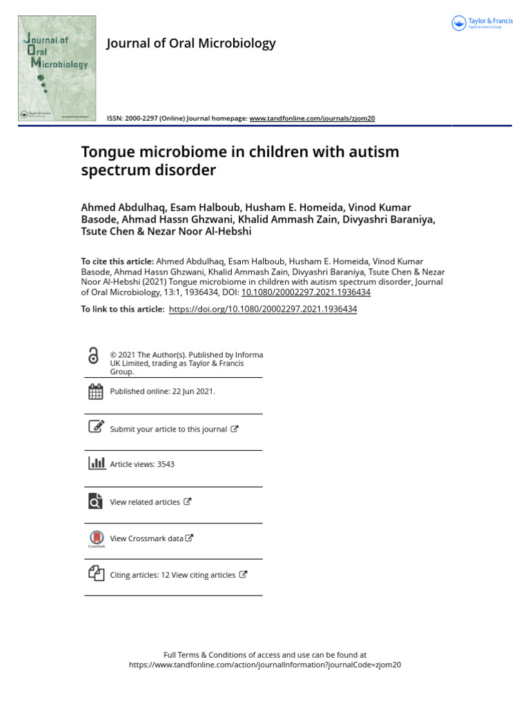 03-Tongue Microbiome in Children With Autism Spectrum Disorder | PDF ...