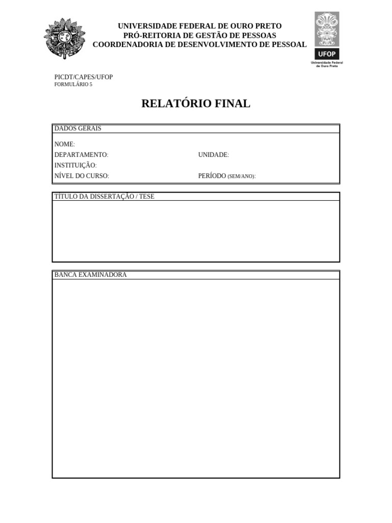 Relatório Final de Tese e Dissertação UFOP | PDF