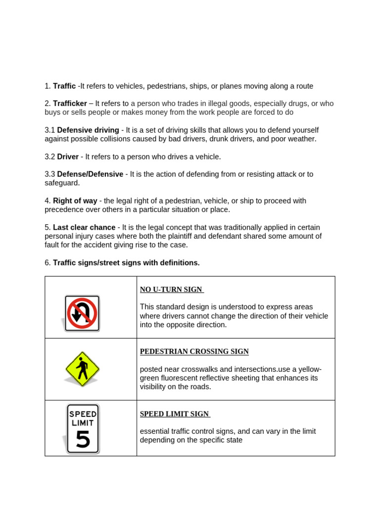 Traffic Signs With Description | PDF | Traffic | Transport